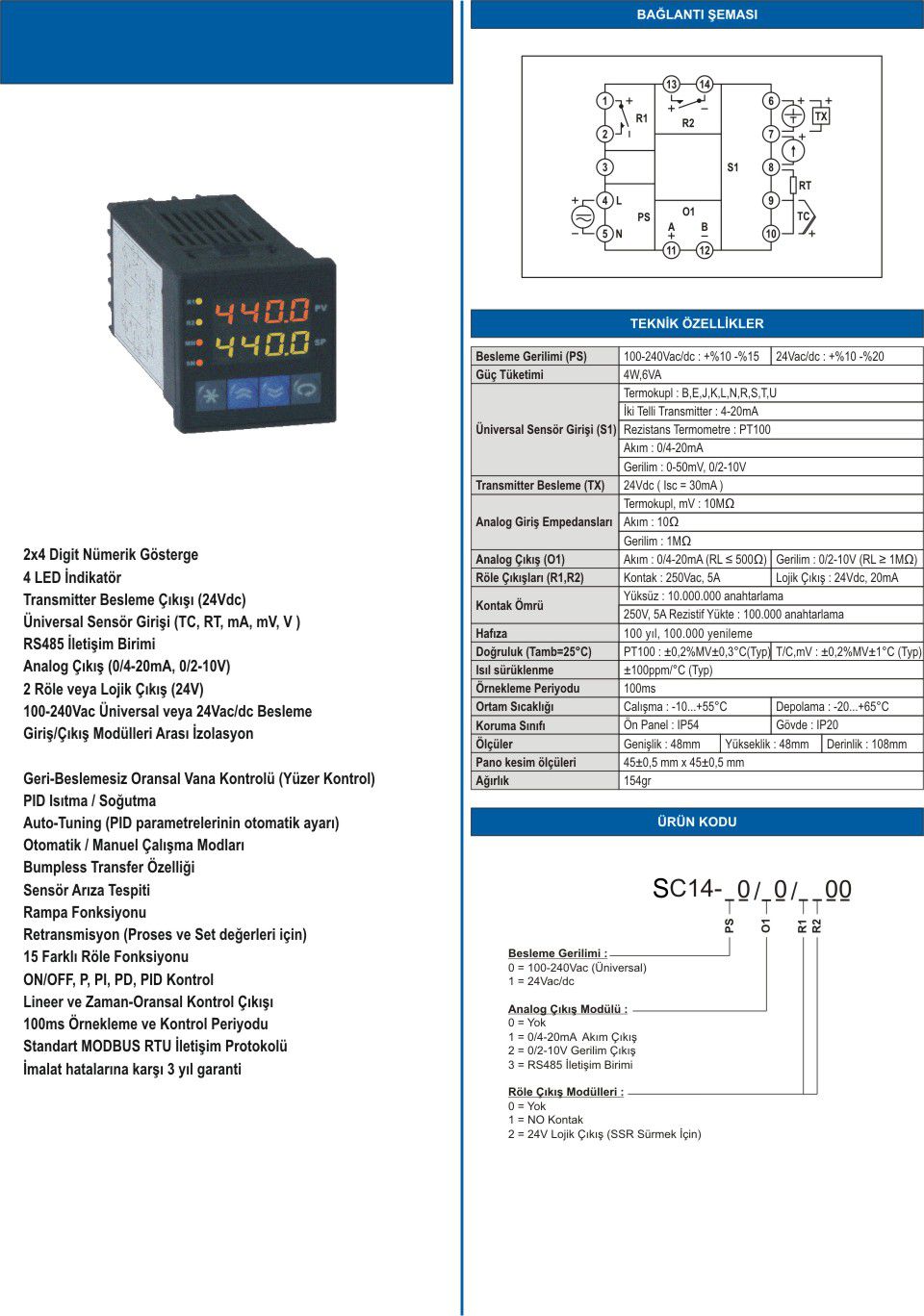 Üniversal girişli kontrol cihazları | Lekton Proses Ölçüm Kontrol
